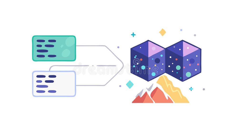 Data Flow and Output Modules, Symbolizing Analytical Processes. Vector ...