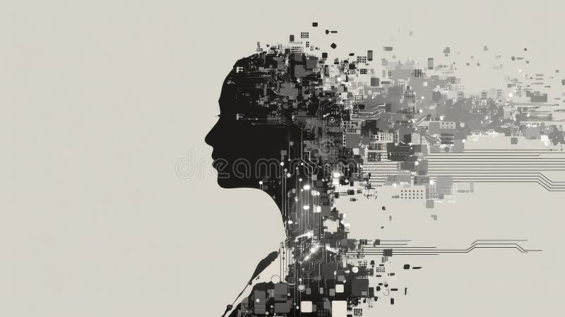 Data Flow Silhouette Representing Information Processing and Technology ...