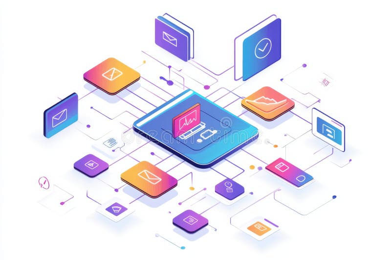 Data Flow and Transaction Visualization Stock Illustration ...