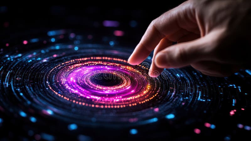 Data Flow Visualization: Hand Touching Spinning Vortex of Light ...