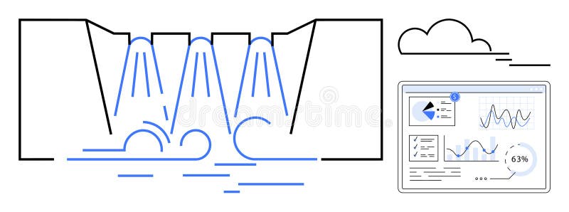 Data Flow Visualization with Waterfall and Analytics Dashboard Concept ...