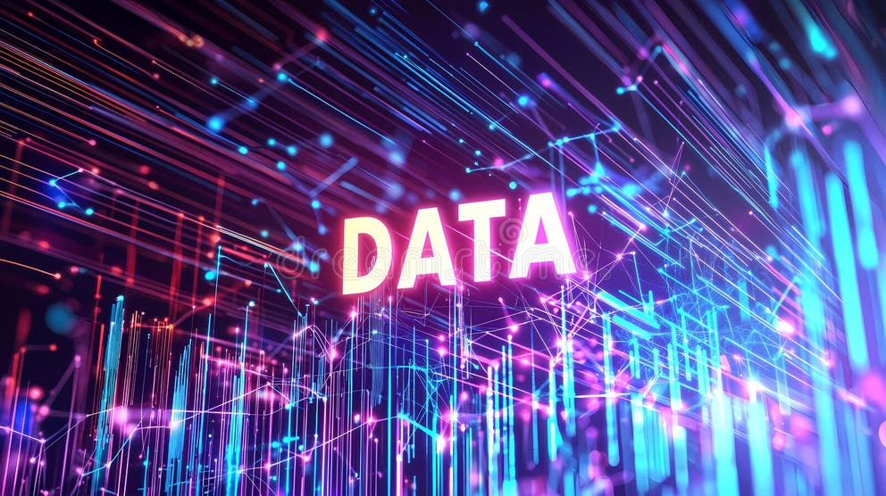 Data Flowing through Futuristic Network Visualization Stock Image ...