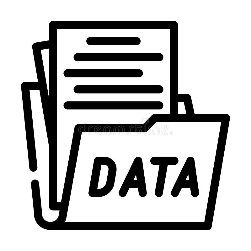 Data Folder Line Icon Vector Illustration Stock Illustration ...