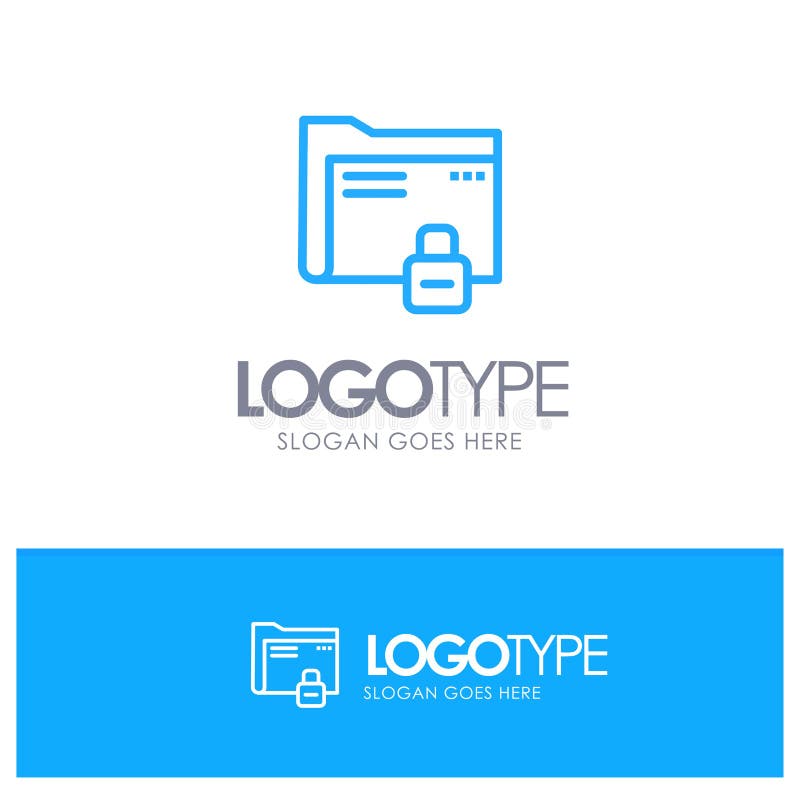 Data, Folder, Password, Protection, Secure Blue Outline Logo Place for ...