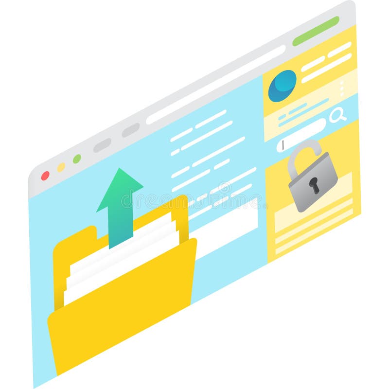 Data Folder Protection with Lock Icon Vector Stock Illustration ...