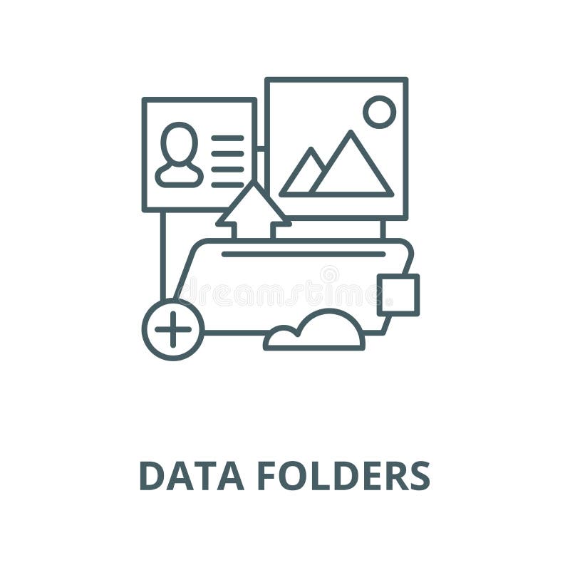 Data Folders Line Icon, Vector. Data Folders Outline Sign, Concept ...