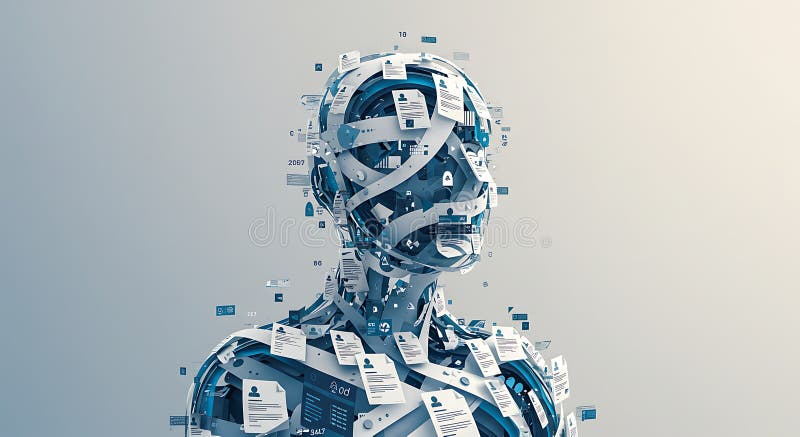 Data-Form Humanoid: a Futuristic, Abstract Digital Portrait Stock ...