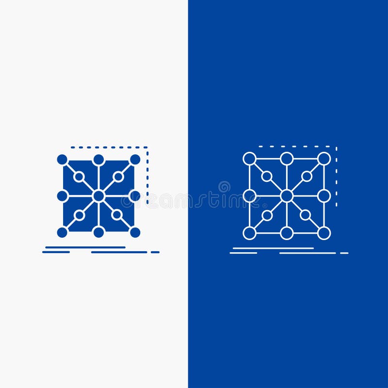 Data Framework App Cluster Complex Line And Glyph Web Button In Blue Color Vertical Banner