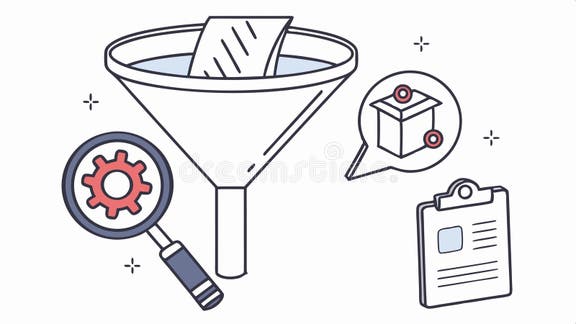Data Funnel Analysis with Magnifying Glass and Boxes Vector Design ...