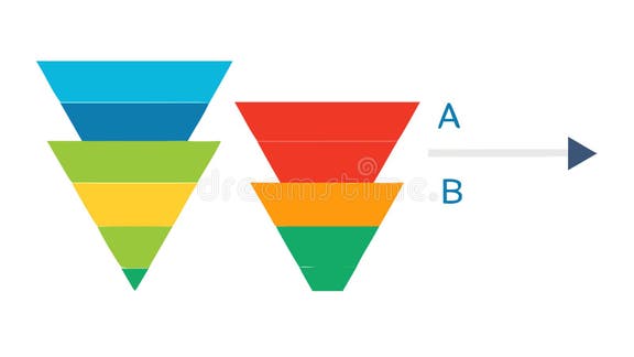 Data Funnel Chart with Stages a and B for Analysis, Vector Design ...