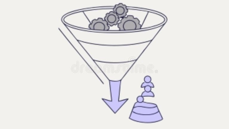 Data Funnel with Falling Chess Piece, Conversion Process, Vector Design ...