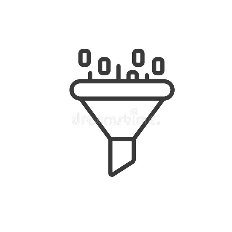 Data Funnel, Icon in Line Design. Funnel, Data, Flow, Conversion ...