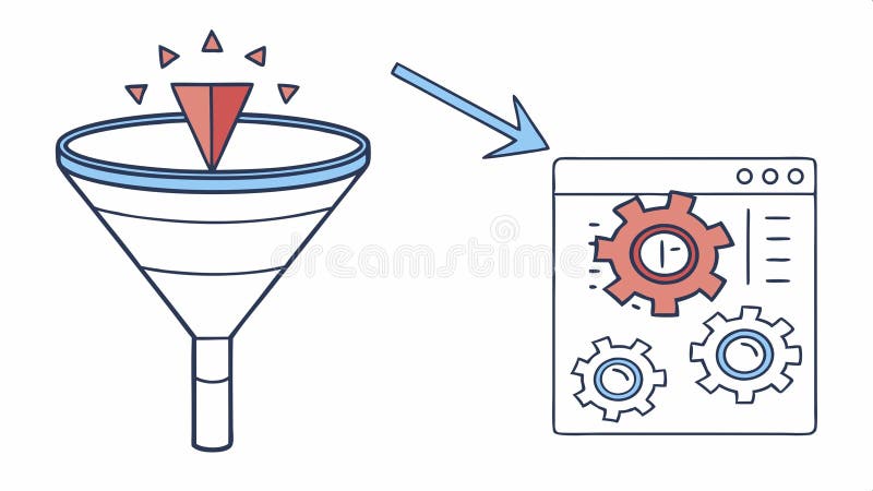 Data Funnel Process, Analytics and Conversion, Filtering and Data Flow Vector Design Generative ...