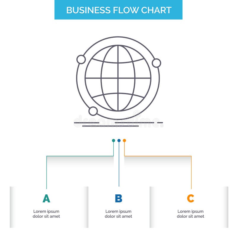 Data, Global, Internet, Network, Web Business Flow Chart Design with 3 ...