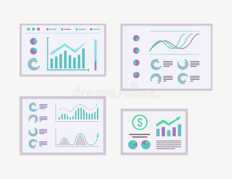 Data Graph Reports Illustrations Set. Business Presentation ...