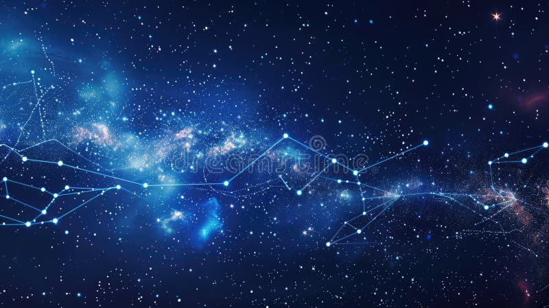 Data Graph Shaped Constellation in Night Sky, Linking Stars To ...