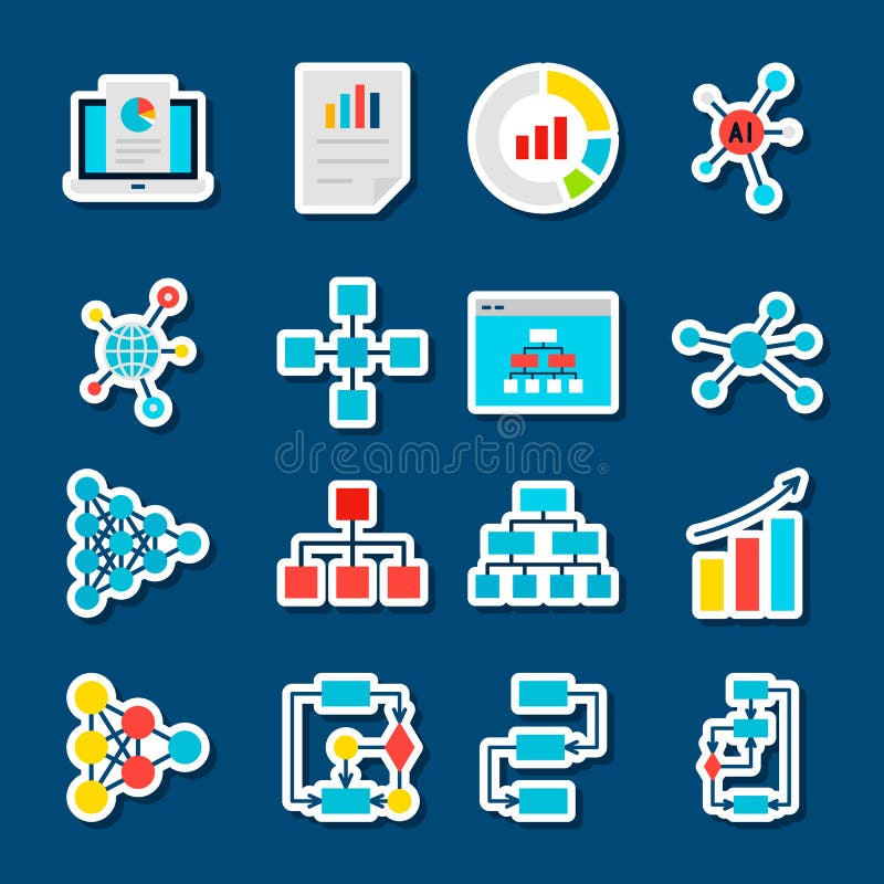 Big Data AI Stickers stock vector. Illustration of internet - 162677348