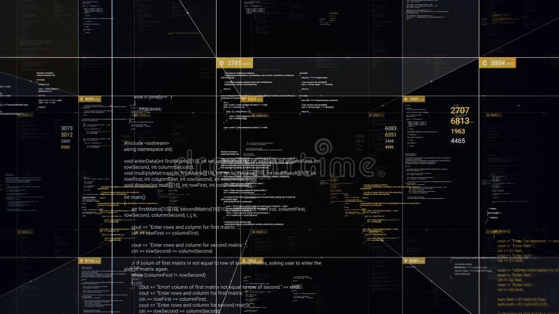 A Data Grid of Streaming Numbers Changing on Display. Animation ...