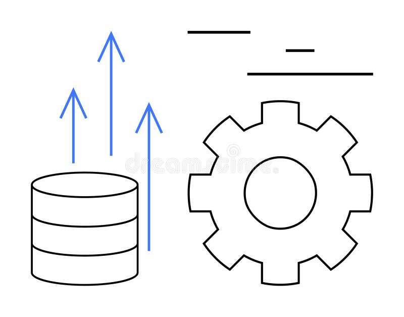 Data Growth and Process Efficiency with Arrows and Gear Icon Stock Illustration - Illustration ...