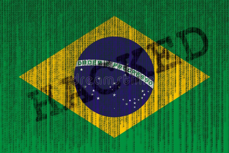 Data Hacked Brasil Flag. Brazilian Flag with Binary Code Stock ...