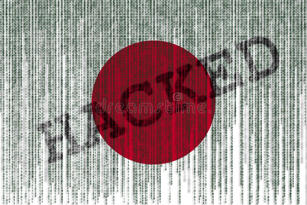 Data Hacked Japan Flag. Japan Flag with Binary Code Stock Illustration ...