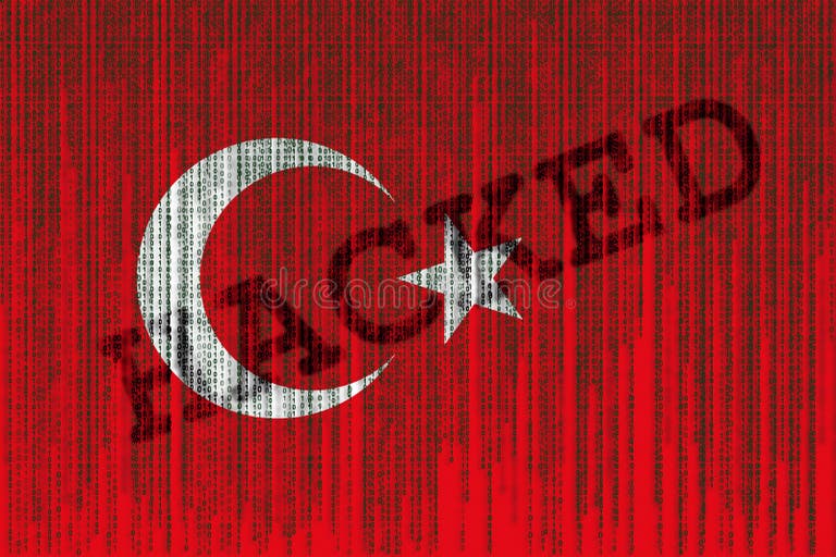 Data Hacked Turkey Flag. Turkish Flag with Binary Code Stock ...