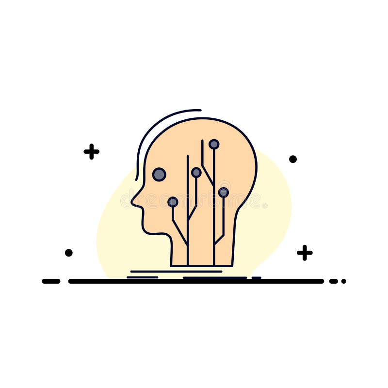 Data, Head, Human, Knowledge, Network Flat Color Icon Vector Stock ...