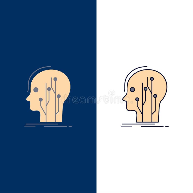 Data, Head, Human, Knowledge, Network Flat Color Icon Vector Stock ...