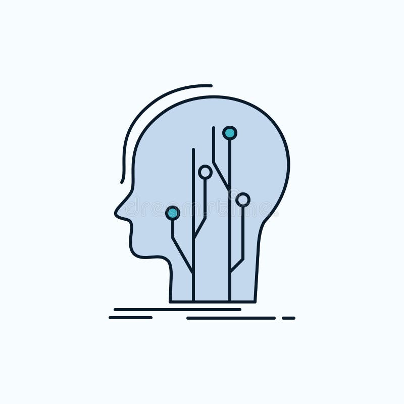 Data, Head, Human, Knowledge, Network Flat Icon. Green and Yellow Sign ...