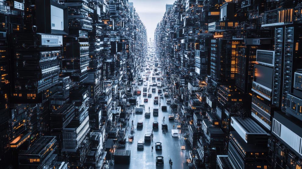 Data Highway, Digital City, Server Infrastructure Stock Illustration ...