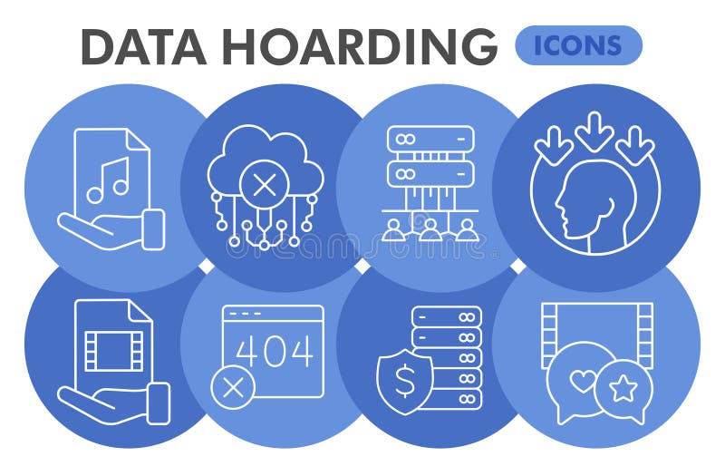 Data Hoarding Symbols Collection or Sketches, Disk Storage Theme Bubble ...