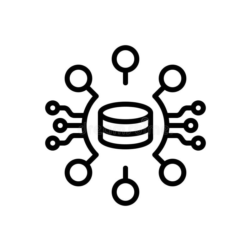 Black Line Icon for Data, Hub and Storage Stock Vector - Illustration ...