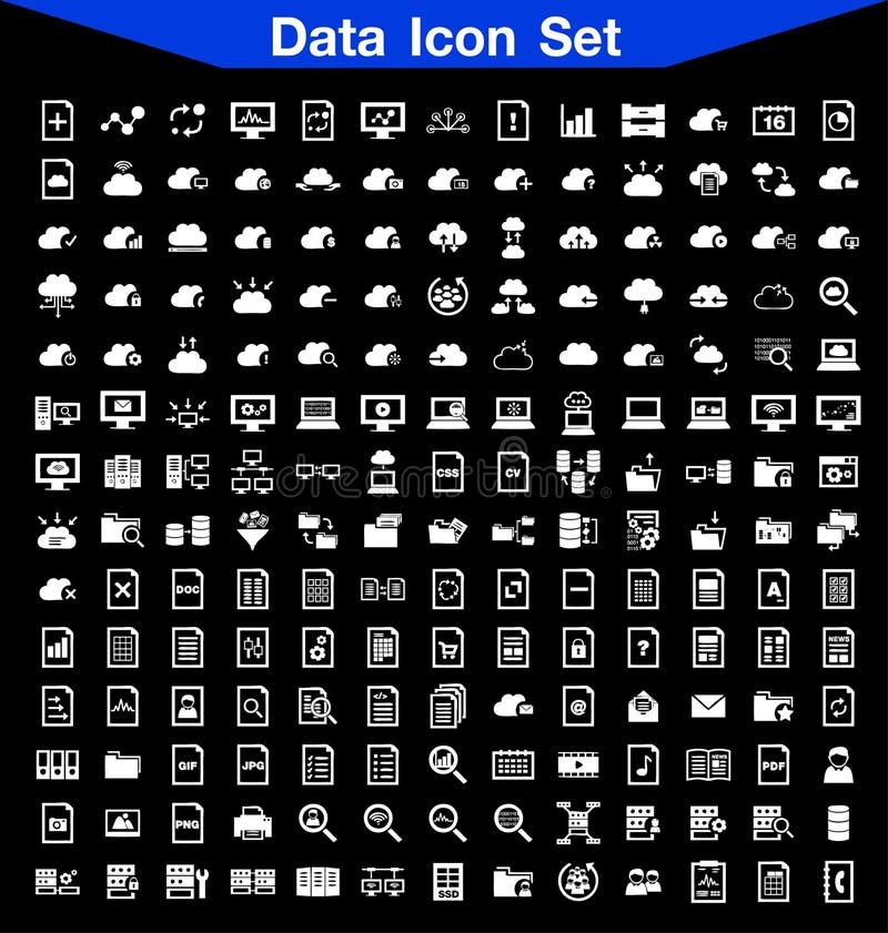 Data icon set stock illustration. Illustration of graphic - 64697556