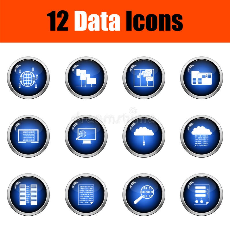 Data Icon Set stock vector. Illustration of data, glossy - 148282305
