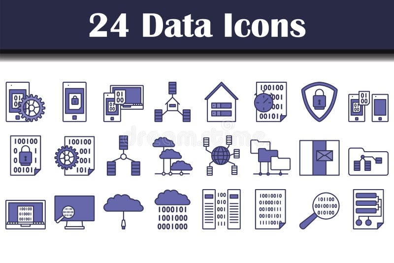 Data Icon Set stock vector. Illustration of network - 242867163