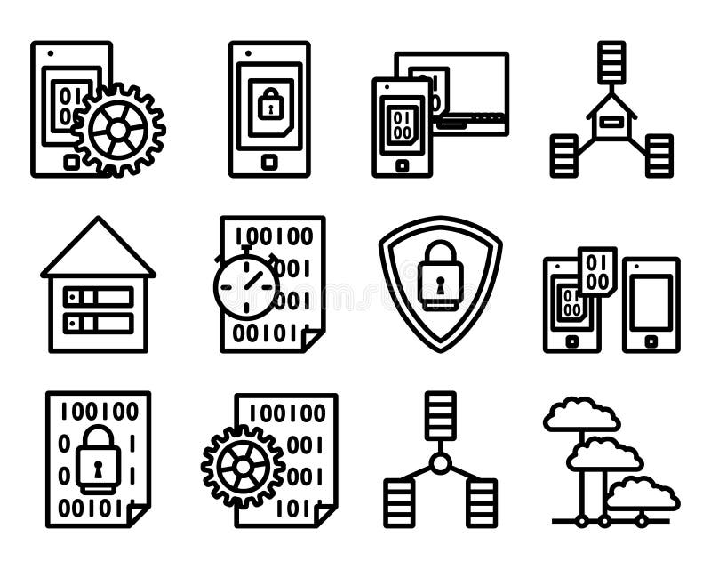 Data Icon Set stock vector. Illustration of management - 220671473