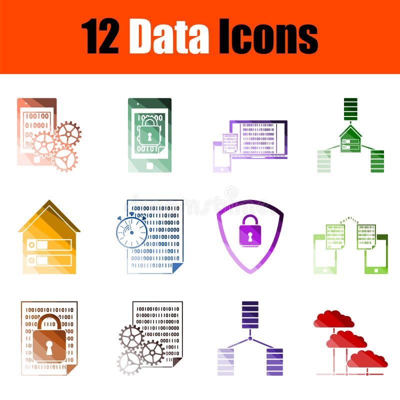 Data Icon Set stock vector. Illustration of line, icon - 146071318