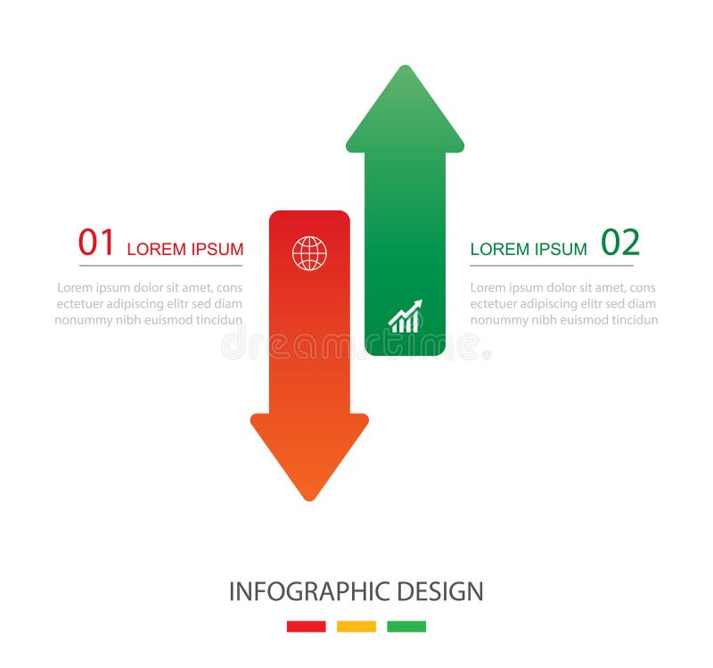 2 Data Infographics Arrow Up and Down Layout Template. Illustration Red ...