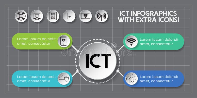 Information and Communications Technology Infographics Concept Stock ...