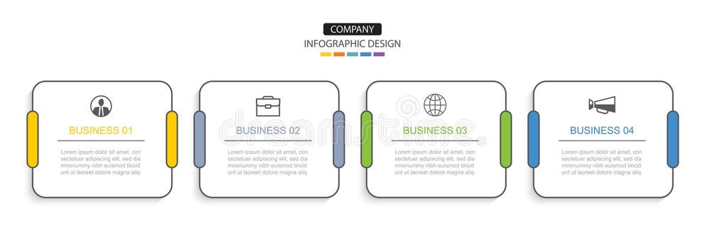 4 Data Infographics Outline Square Template. Illustration Abstract ...