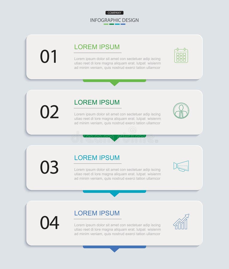 4 Data Infographics Rectangle Tab Index Template. Illustration Business ...
