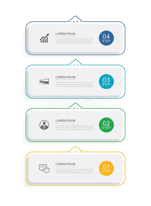 4 Data Infographics Rectangle Tab Index Template. Illustration Business Abstract Background ...