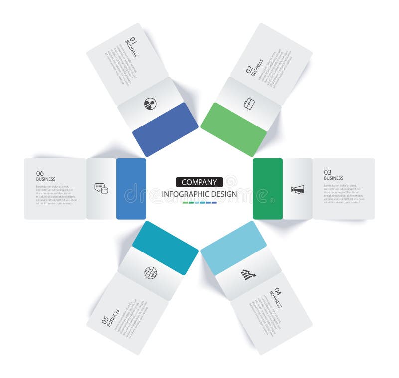 6 Data Infographics Rectangle Tab Index Template. Illustration Business ...
