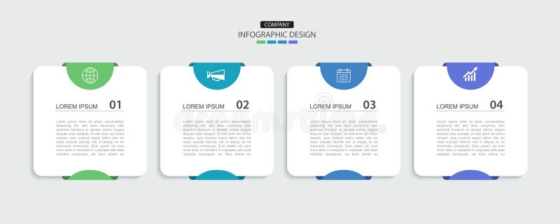 4 Data Infographics Rectangle Tab Index Template. Illustration Business ...