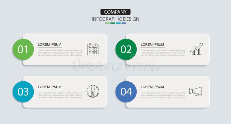 4 Data Infographics Rectangle Tab Layout Template. Illustration ...