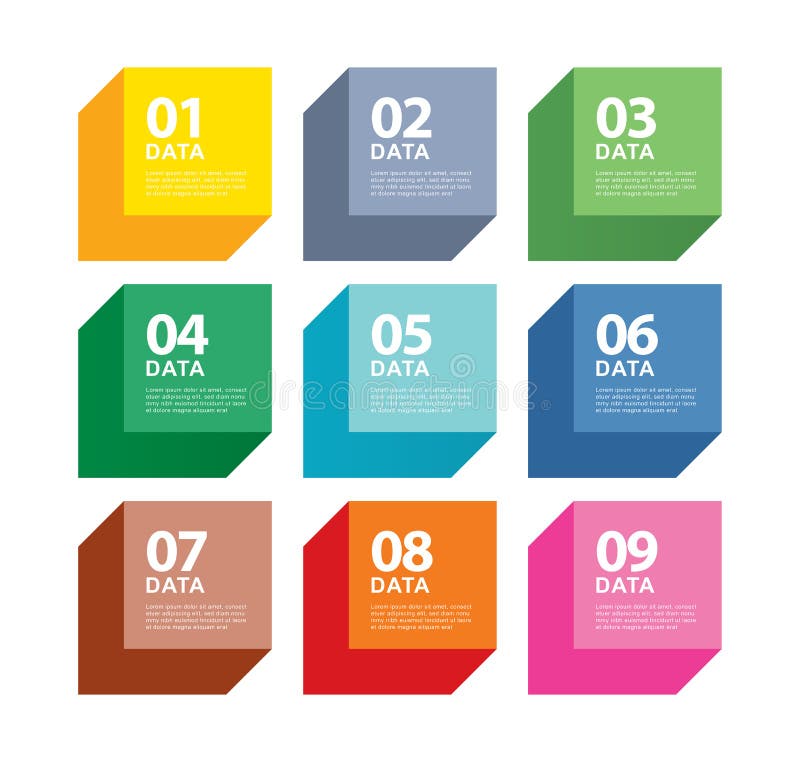 9 Data Infographics Square Index Template. Vector Illustration Abstract ...