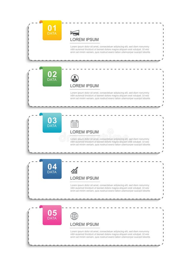 5 Data Infographics Tab Layout Template. Illustration Business Abstract ...
