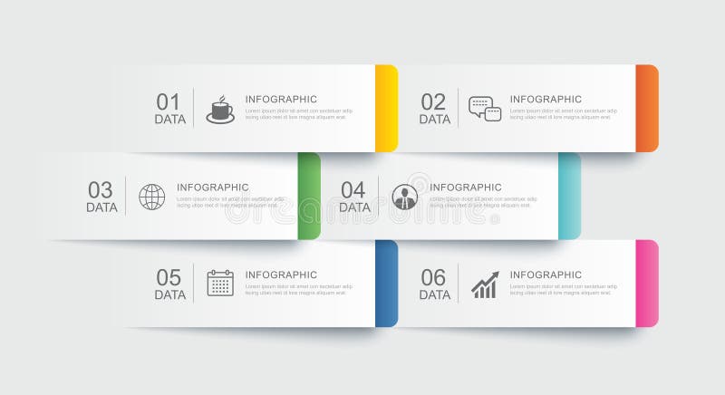 6 Data Infographics Tab Paper Index Template. Illustration Abstract ...