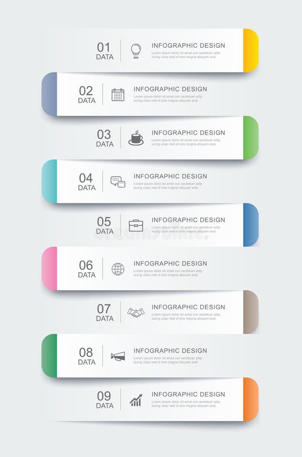 4 Data Infographics Square Tab Paper Index Template. Vector ...
