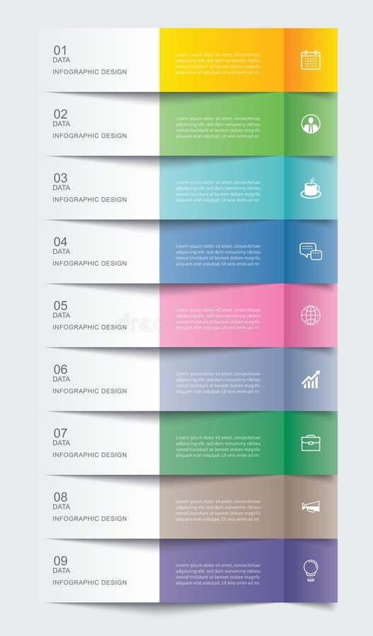 9 Data Infographics Tab Paper Index Template. Vector Illustration ...